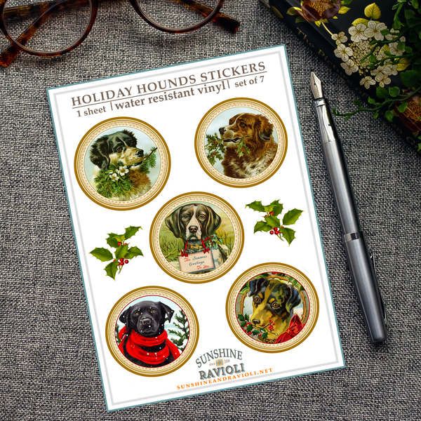 Holiday Hounds Sticker Sheet - Sunshine and Ravioli