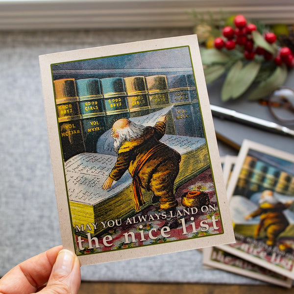 Santa Claus Christmas Card - Bookish Christmas Card - Sunshine and Ravioli