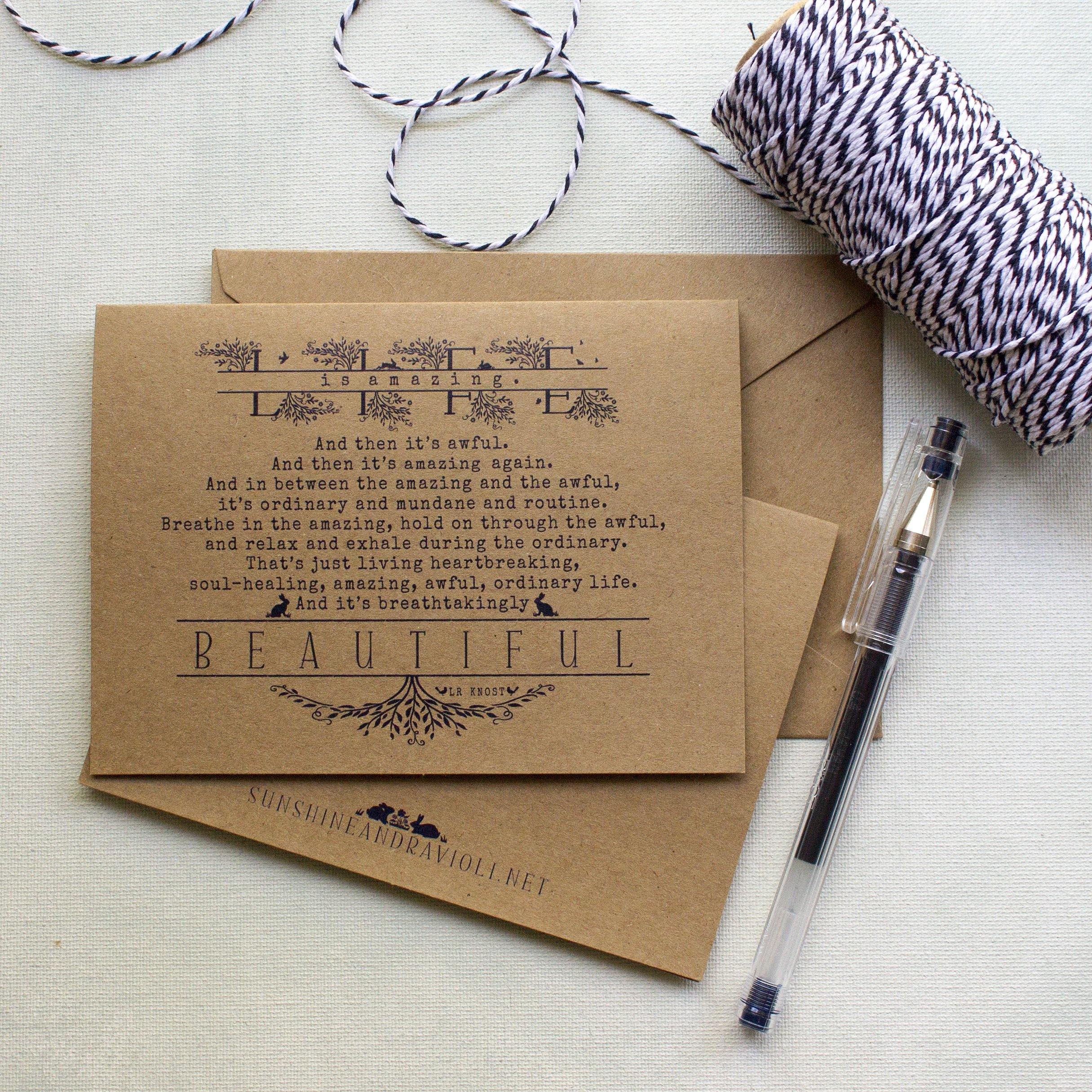 Life is Amazing Inspirational card - Sunshine and Ravioli