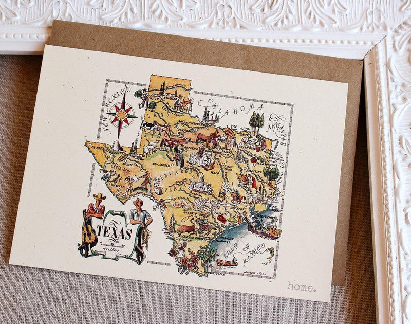 Texas map greeting card - Sunshine and Ravioli